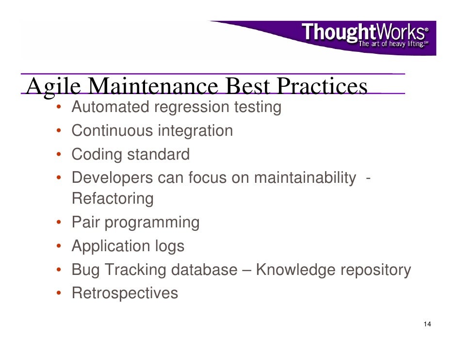 Agile Maintenance
