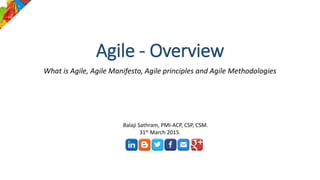 Agile-overview: Agile Manifesto, Agile principles and Agile ...