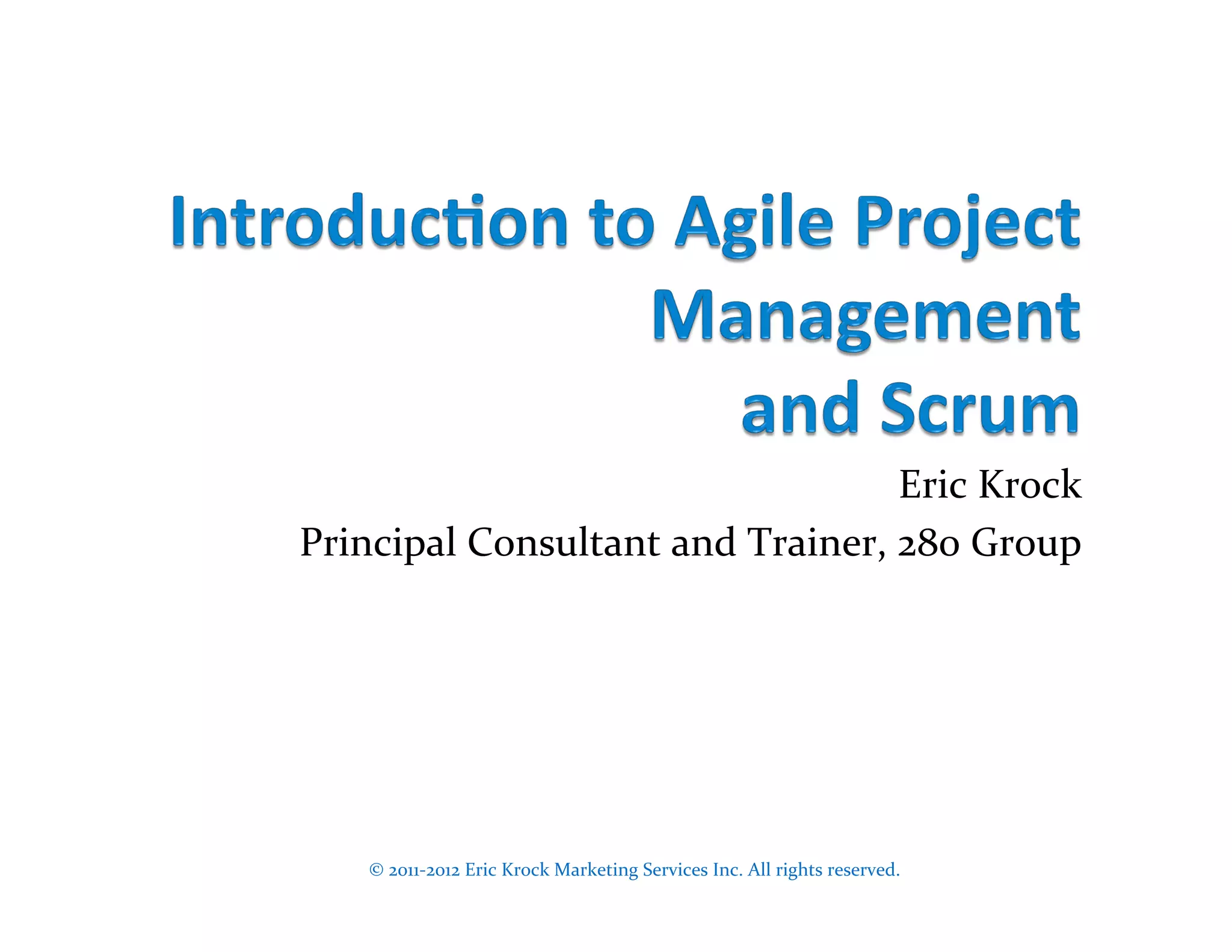 Agile Project Management And Scrum Introduction Ppt