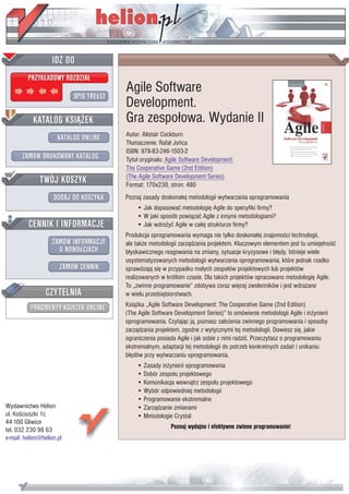 Agile Software Development. Gra zespołowa. Wydanie II | PDF