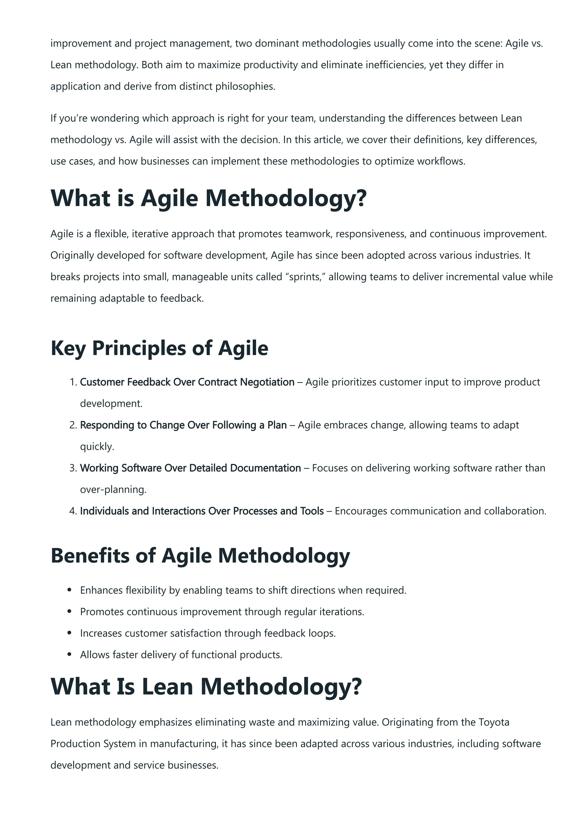 Agile vs. Lean Methodology: Key Differences & Benefits | PDF