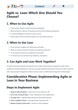 Agile vs. Lean Methodology: Key Differences & Benefits | PDF