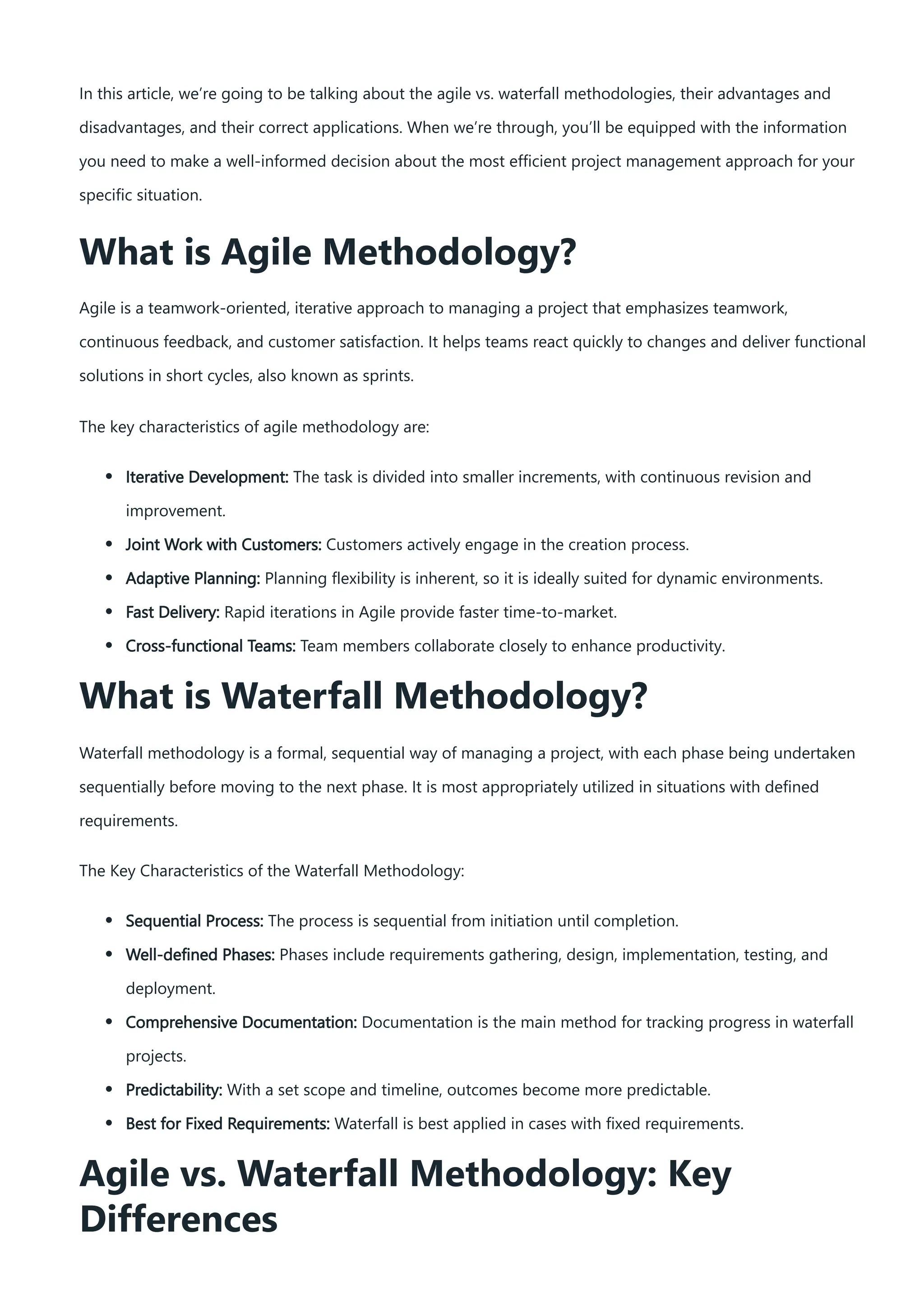 Agile vs. Waterfall Methodology: Which One Suits Your Projects? | PDF
