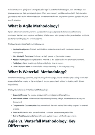 Agile vs. Waterfall Methodology: Which One Suits Your Projects? | PDF