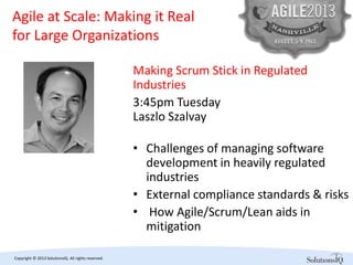 Agile2013 Briefing Deck | PPTX | Computer Software and Applications | Computing