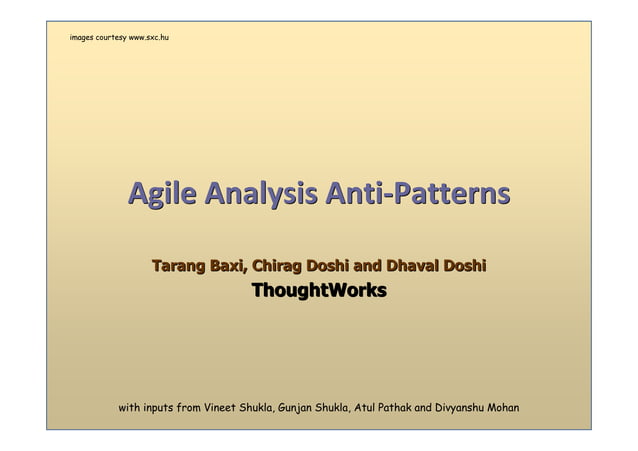 Agile Analysis Anti Patterns | PDF