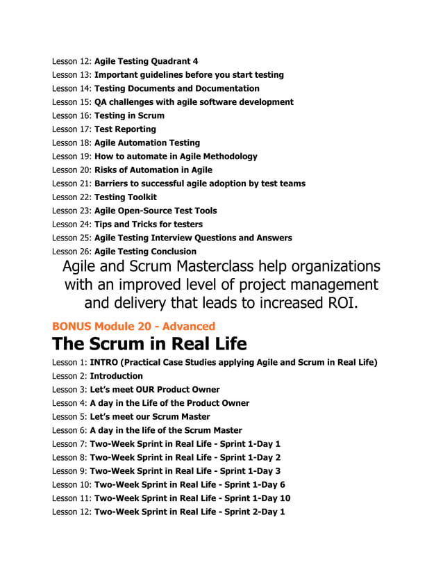 Agile and scrum masterclass | PDF