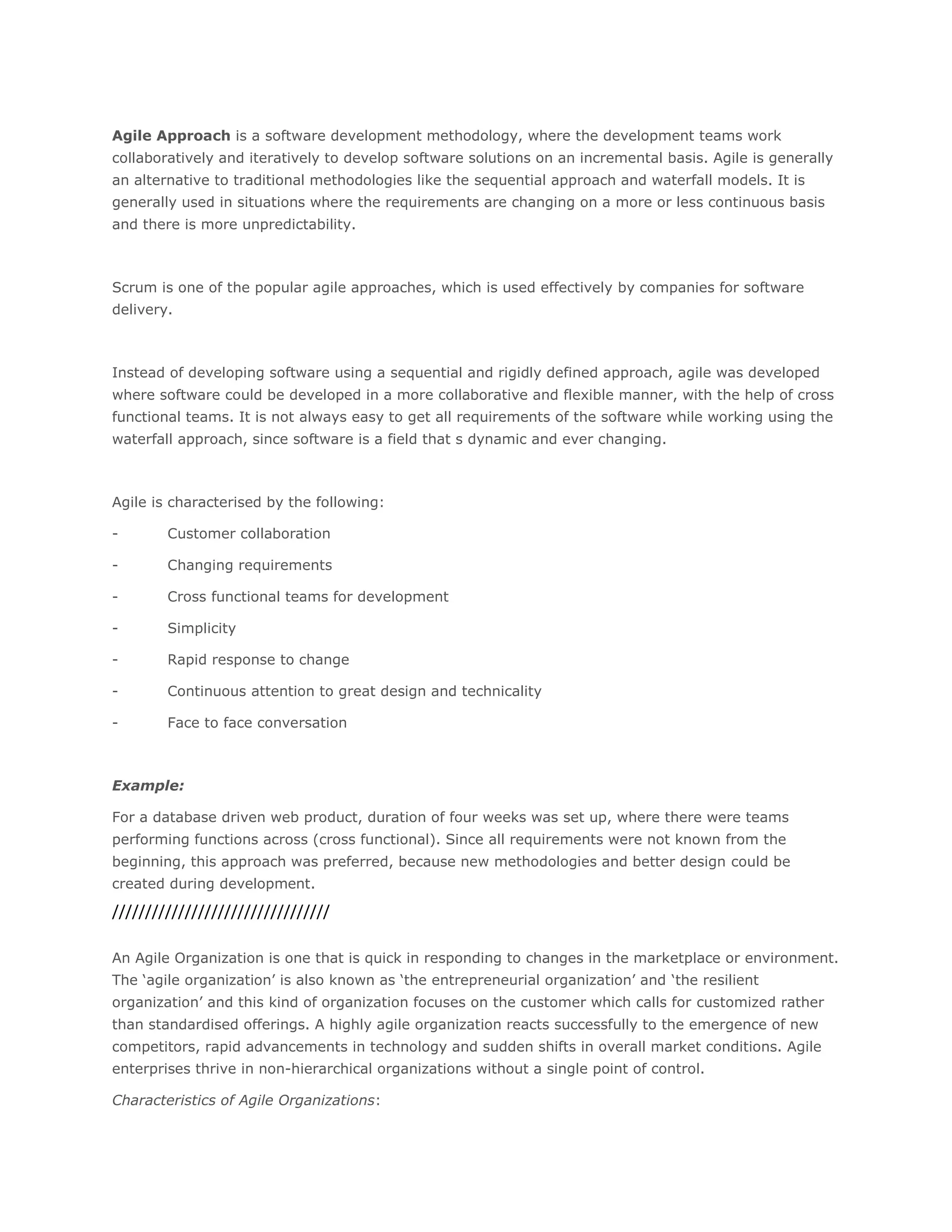 project on Agile approach | PDF