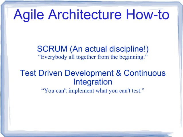 Applying Agile Values to Enterprise Architecture | PPT