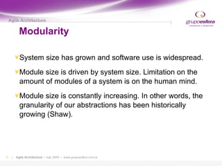Agiles 2009 - Agile Architecture - Diego Fontdevila | PPT