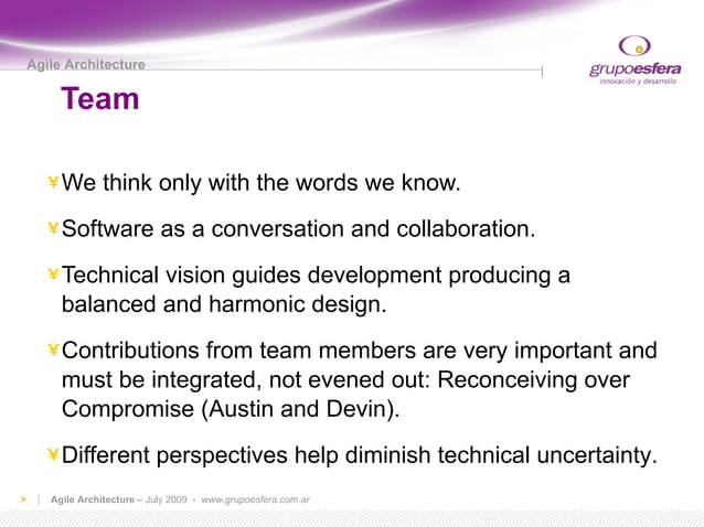 Agiles 2009 - Agile Architecture - Diego Fontdevila | PPT