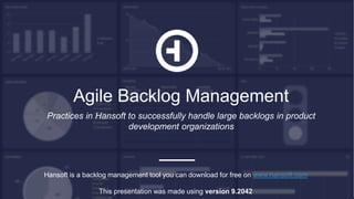 Agile backlog management with Hansoft | PPT