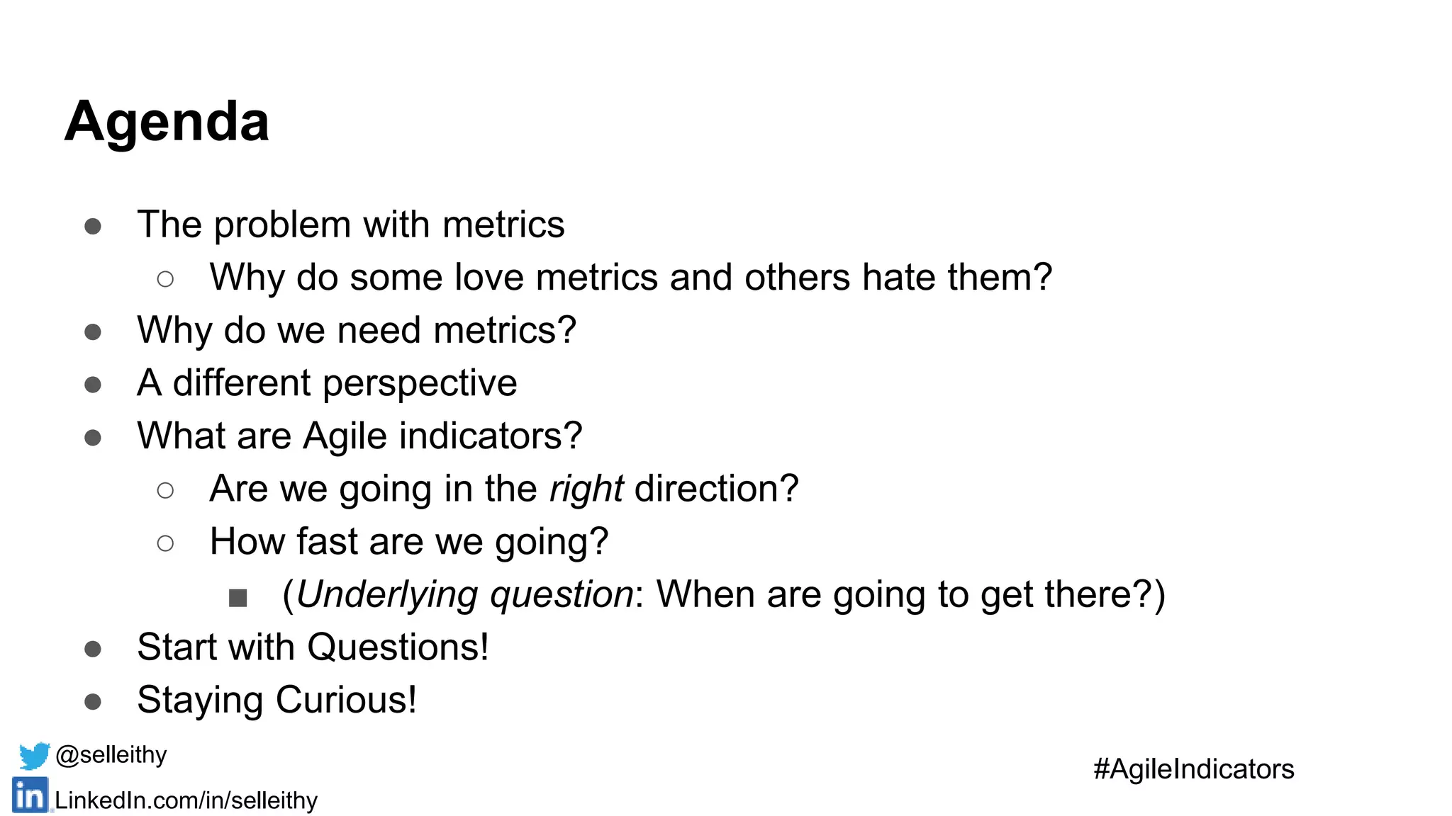 Agile Indicators: Start with Questions! | PPT