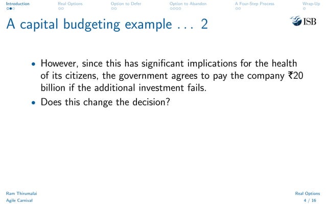 Real Options & Decision Making by Ramabhadran S. Thirumalai | PPT