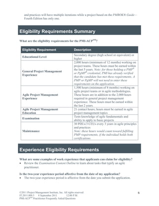 Agile certification integrated services faq | PDF