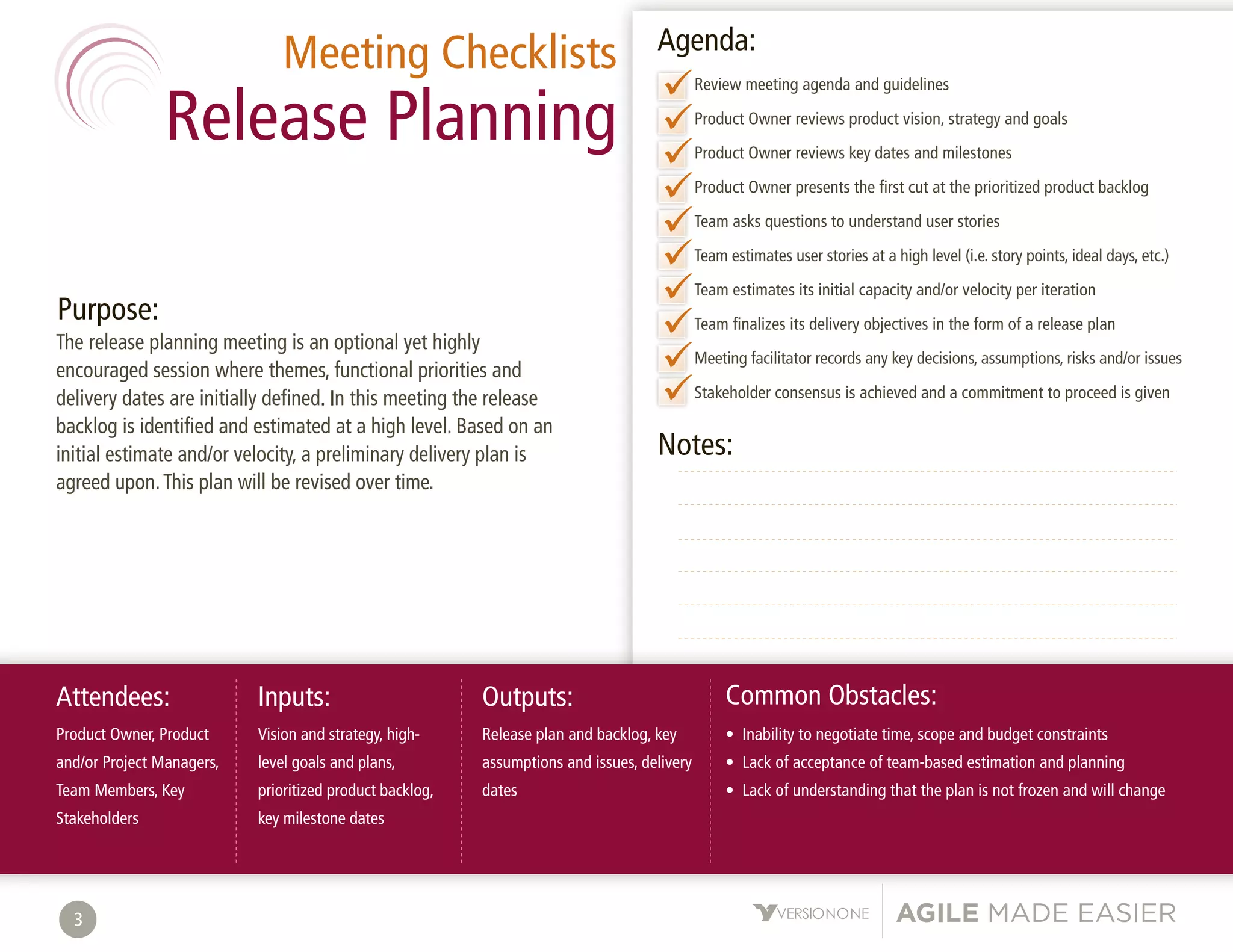 VersionOne Agile Checklist | PPT
