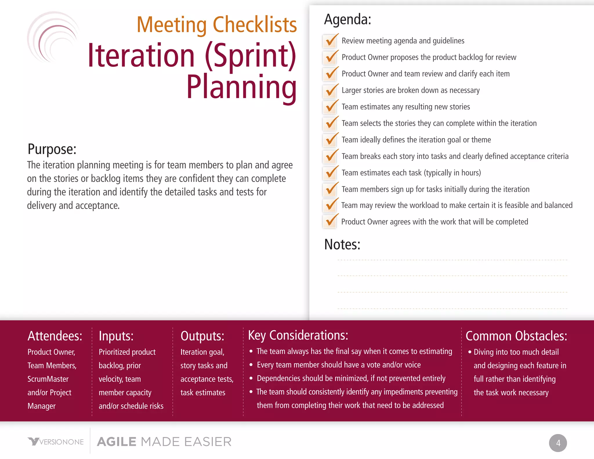 VersionOne Agile Checklist | PPT