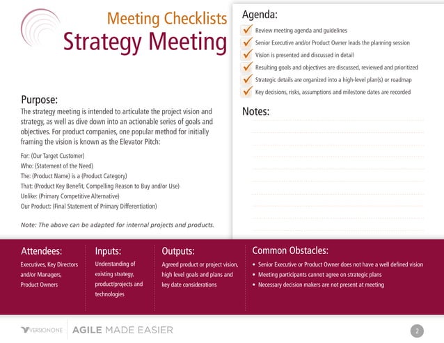 VersionOne Agile Checklist | PPT