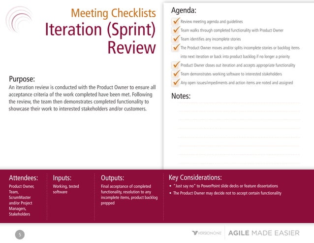 VersionOne Agile Checklist | PPT
