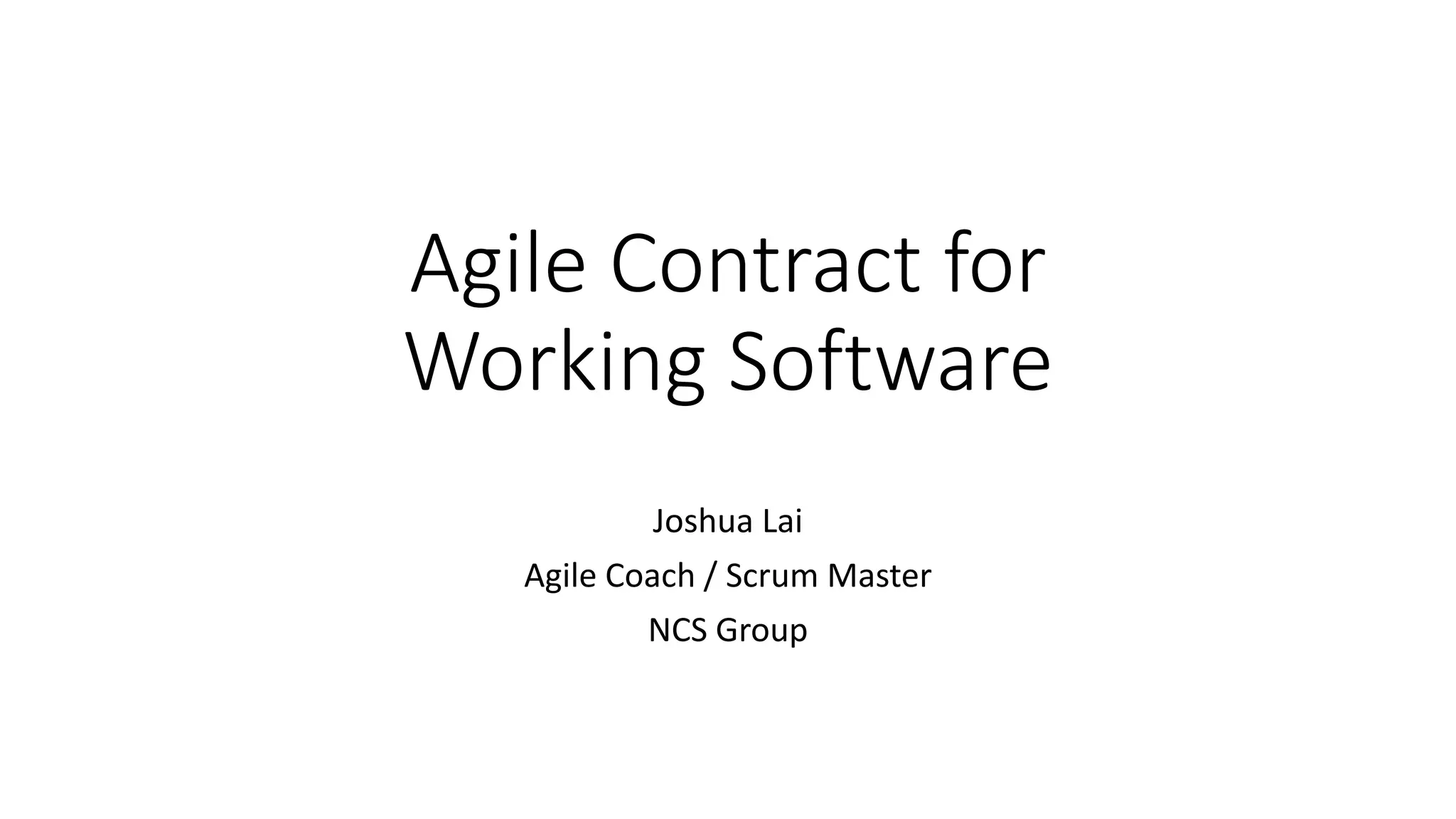 Agile contract for working software | PPT