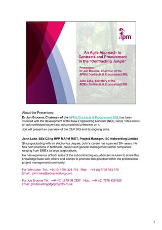 Agile contracting- APM Contracts and Procurement SIG, July 2016 | PDF