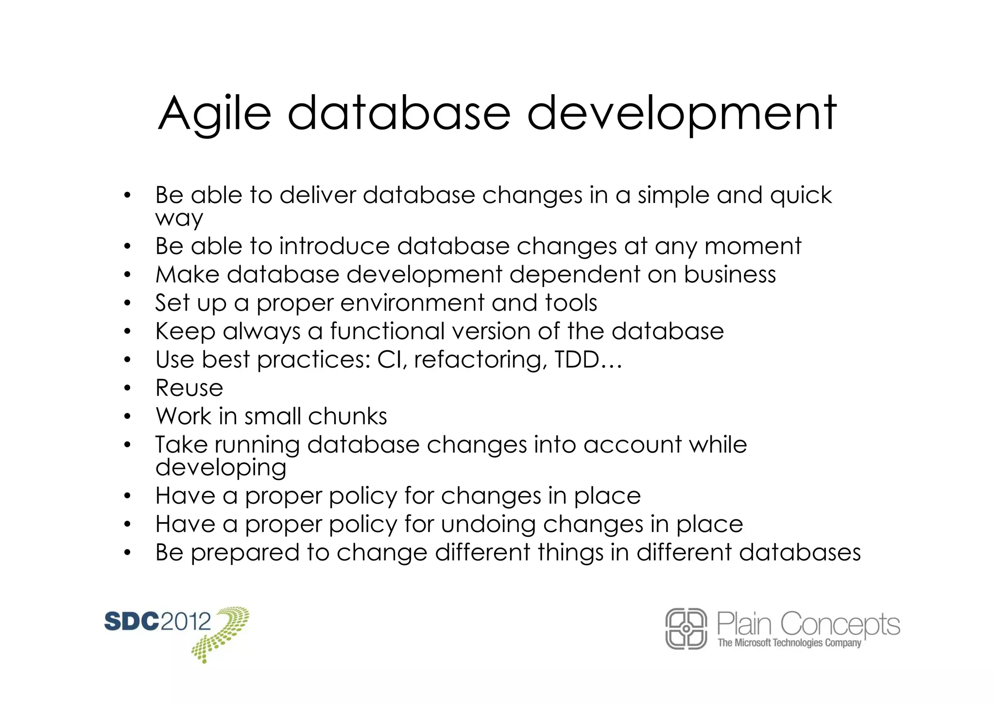 Agile Database Development - SDC2012 | PPT | Free Download
