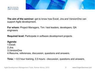 Agile Development Management Tools | PPT