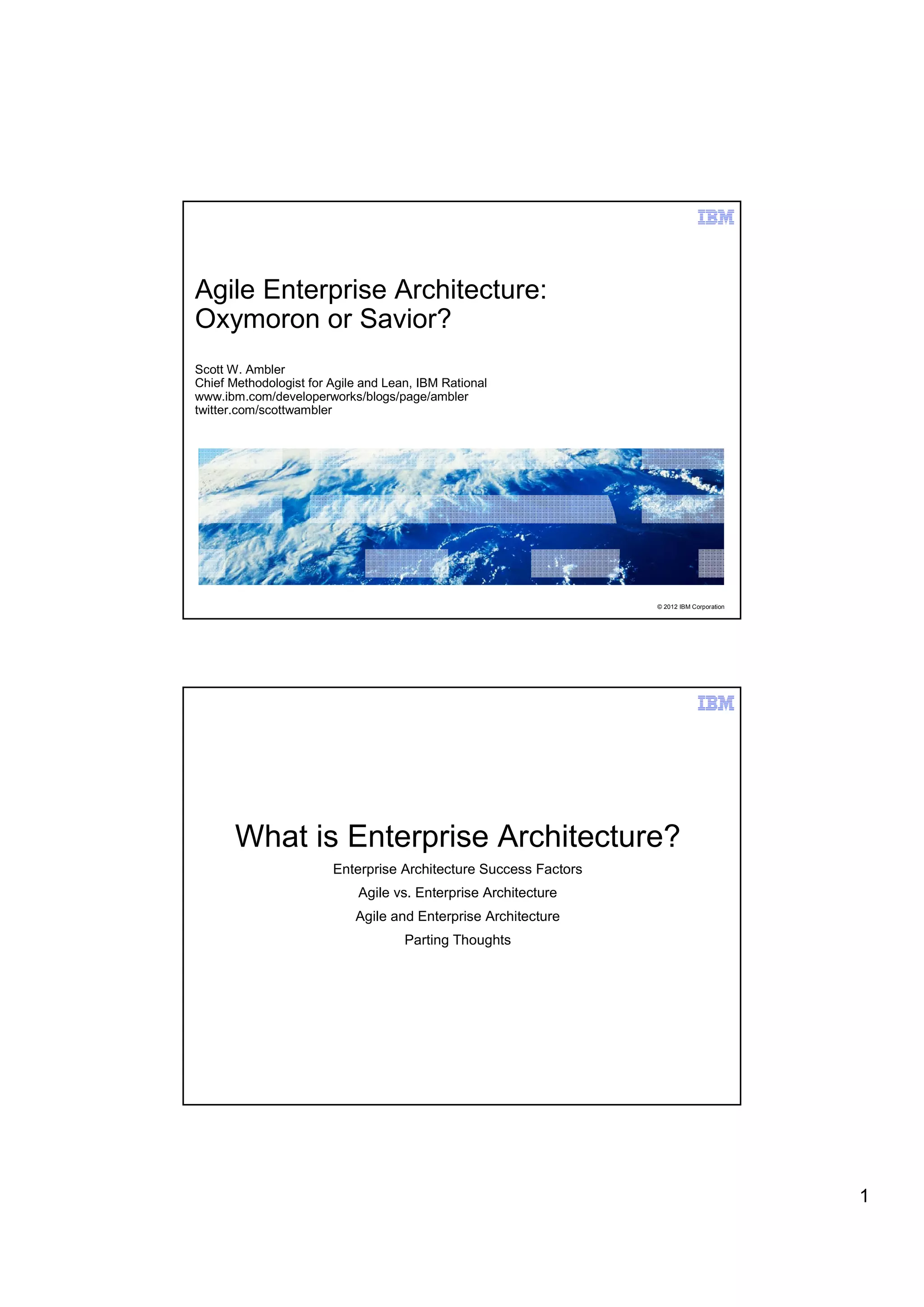 Agile Enterprise Architecture? Oxymoron or Savior? | PDF