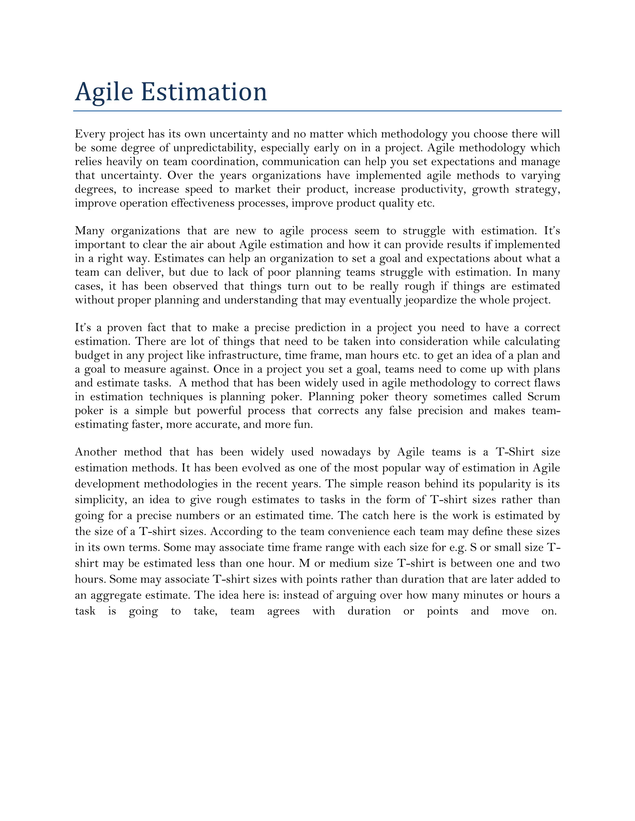 Agile estimation | PDF