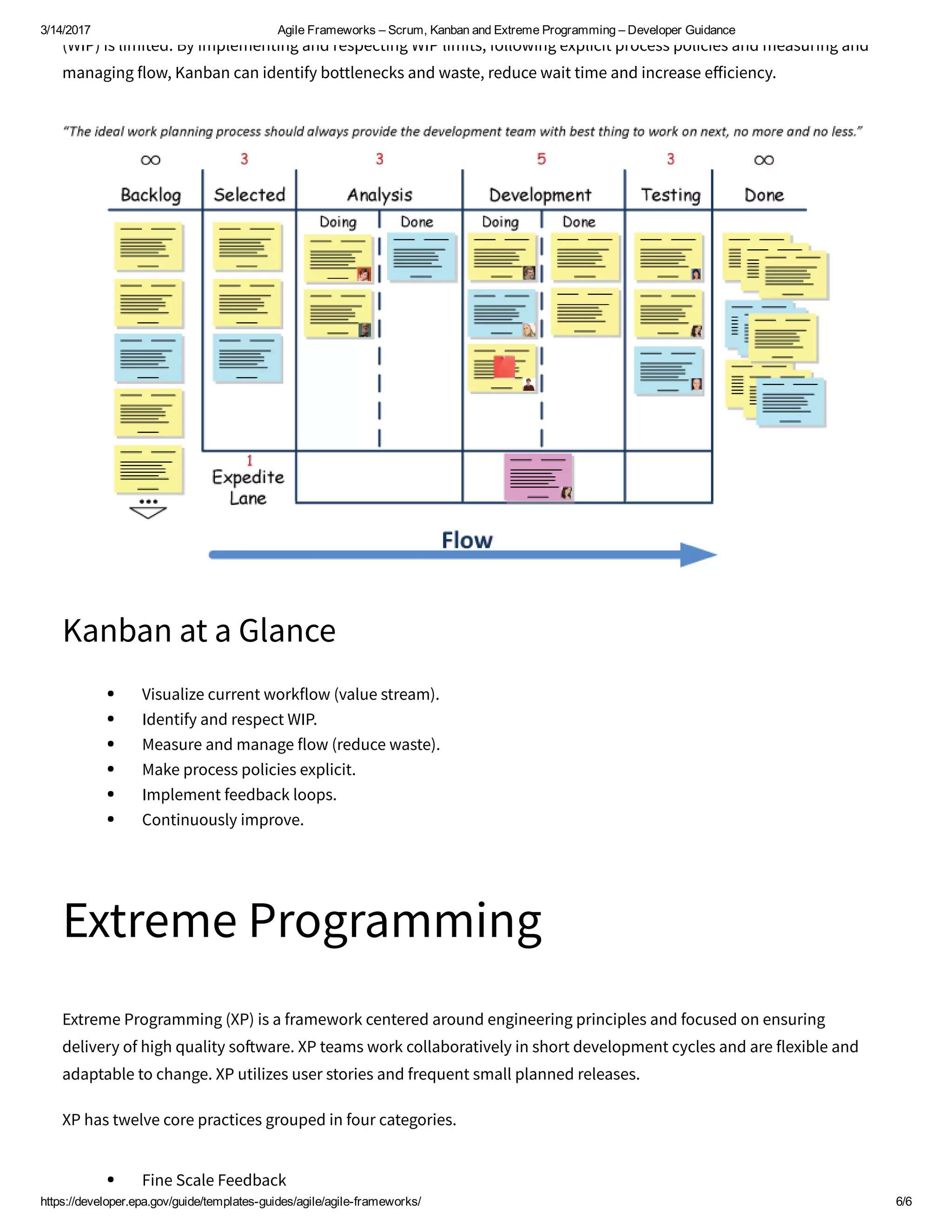Agile frameworks – scrum, kanban and extreme programming – developer guidance | PDF
