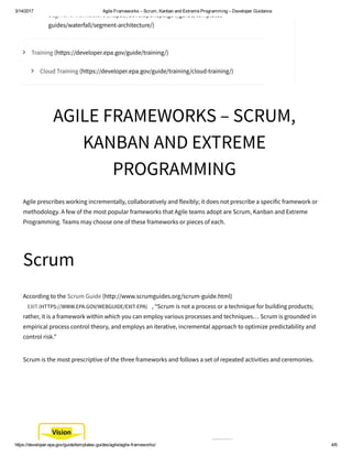 Agile frameworks – scrum, kanban and extreme programming – developer guidance | PDF