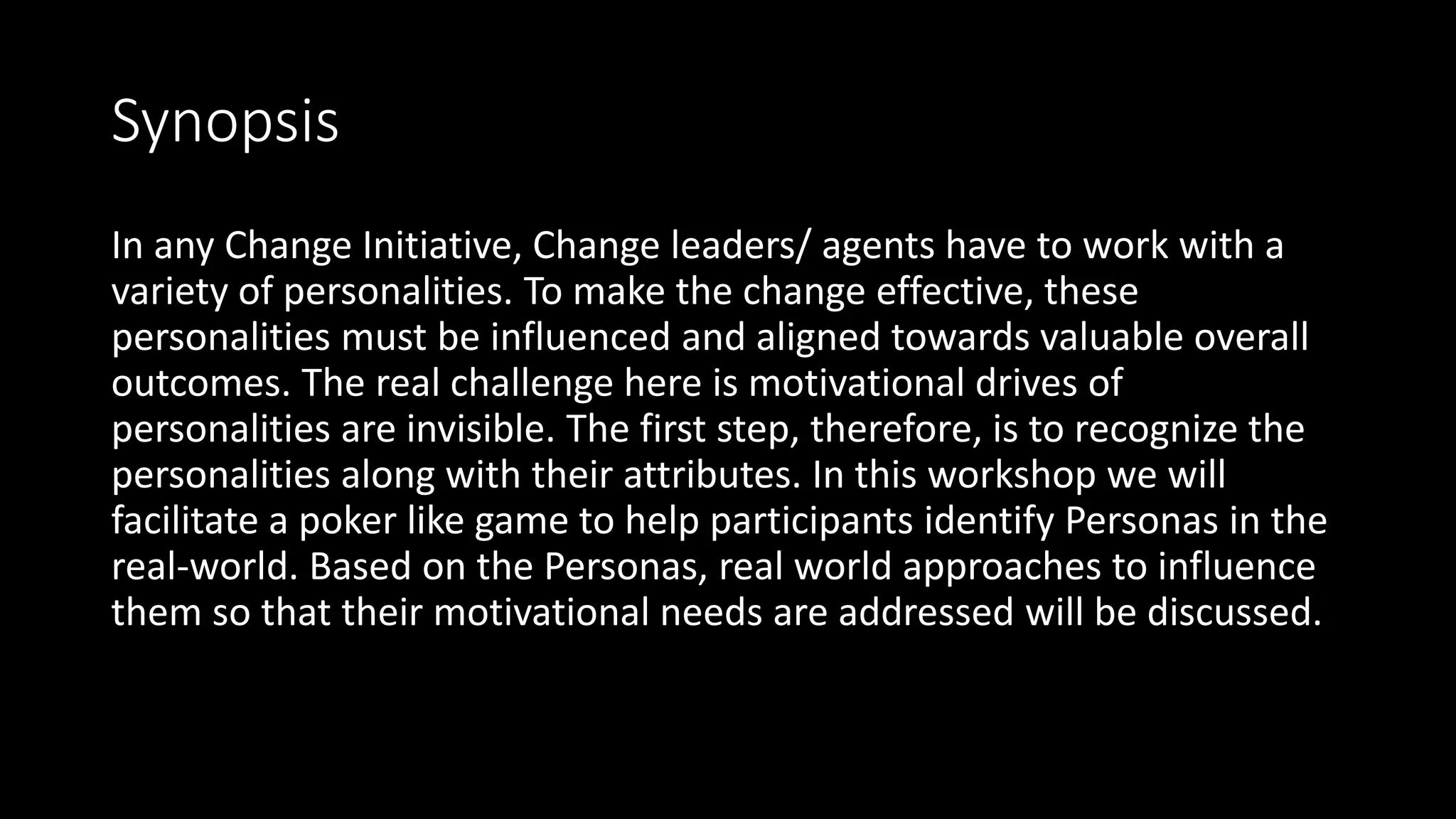 Persona Poker - A shot in the arm for Transformation Agents | PDF