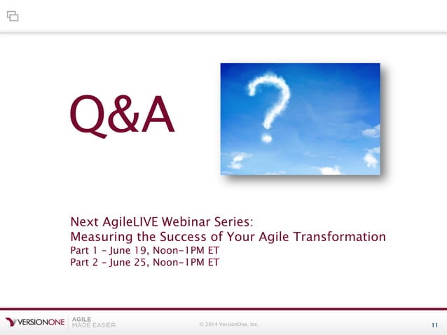 AgileLIVE™ Webinar Series "Agile Success = Team Success: Tuning the Agile Team Engine - Part 2 ...
