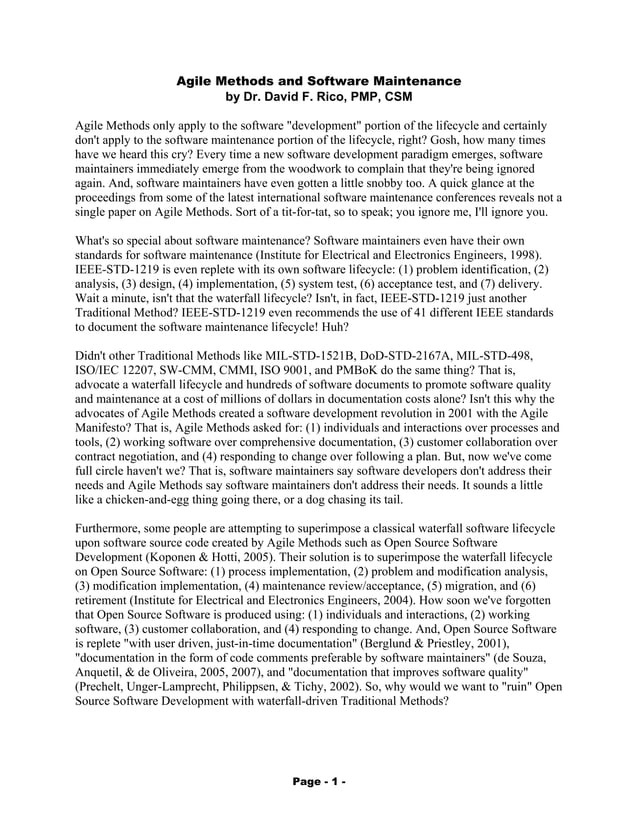 Agile maintenance | PDF