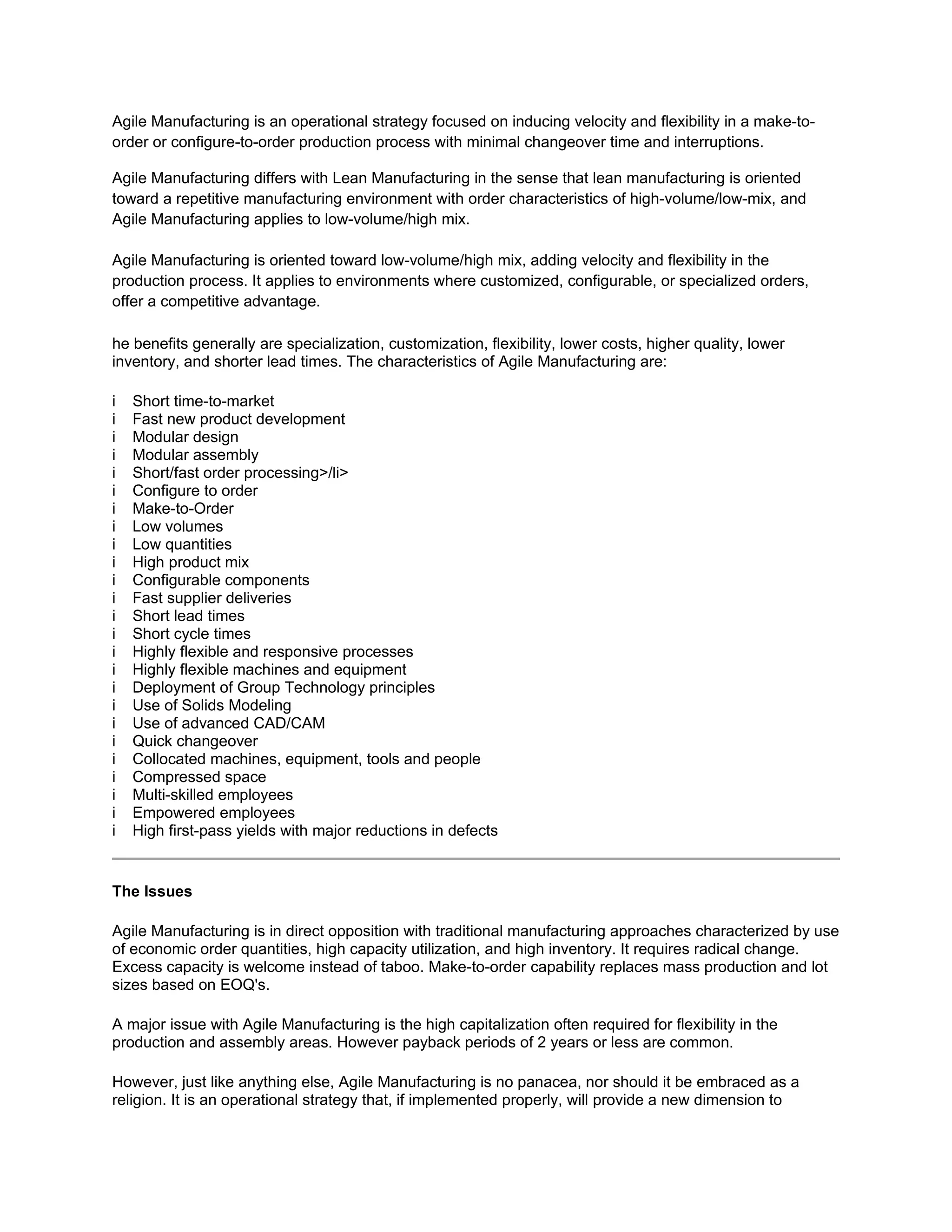 Agile manufacturing | PDF