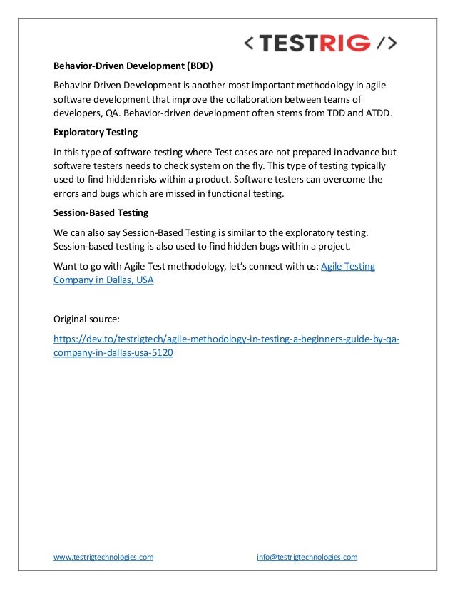 Agile Methodology in Testing A Beginner’s Guide By QA Company in Dallas ...
