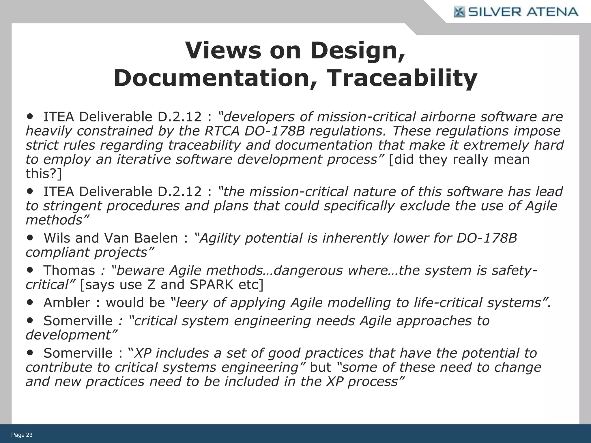 Agile methods and safety critical software - Peter Gardner | PPT