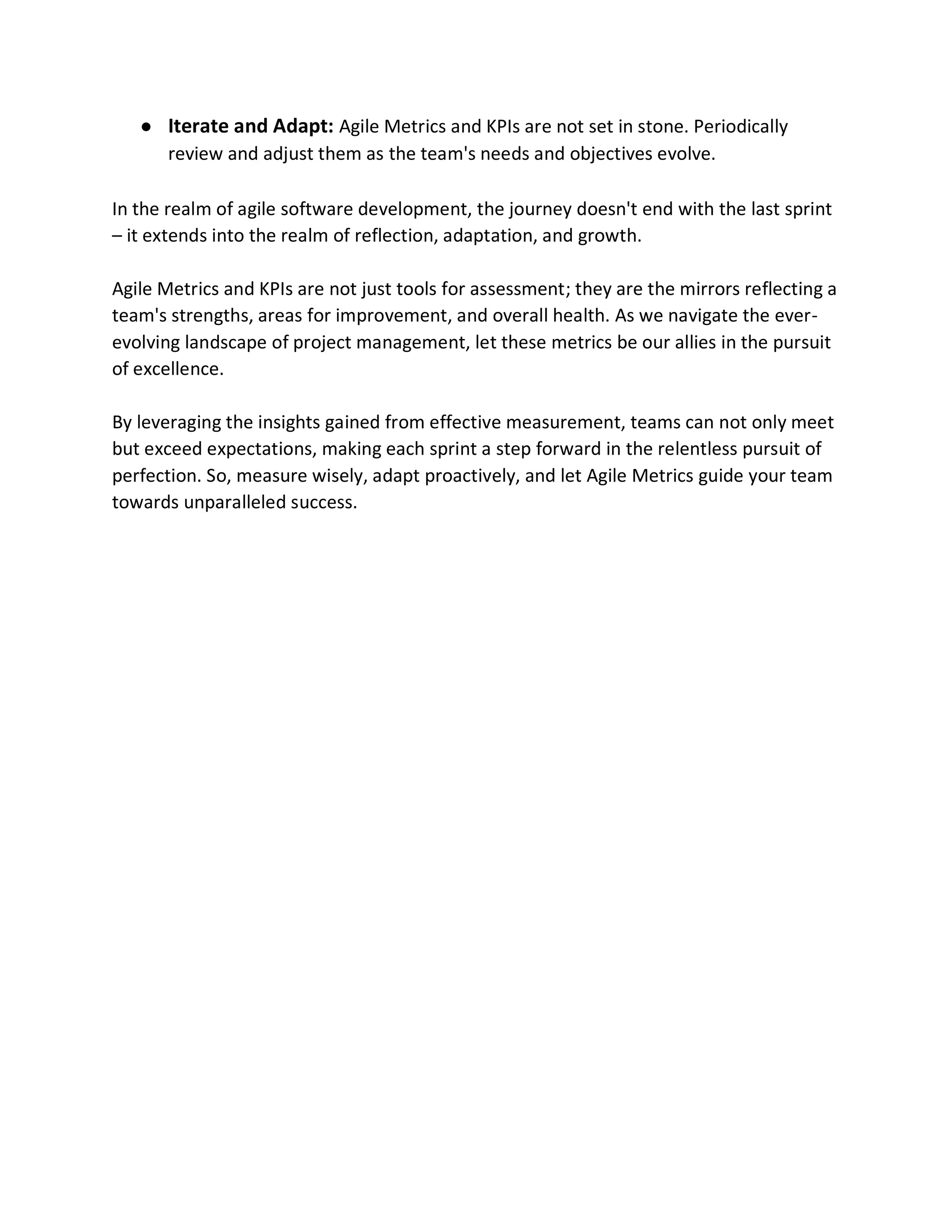 Agile Metrics and KPIs: Measuring Team Performance | PDF