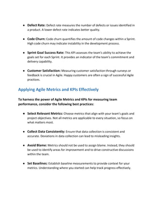 Agile Metrics and KPIs: Measuring Team Performance | PDF
