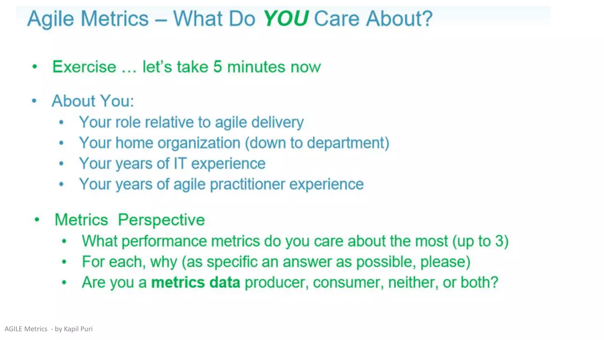 Agile metrics by kapil_puri | PPT