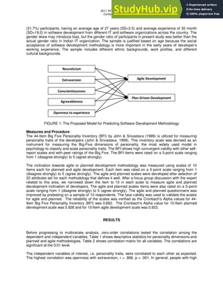 AGILE OR PLAN-DRIVEN SOFTWARE DEVELOPMENT METHODOLOGY SELECTION USING PERSONALITY TRAITS OF ...