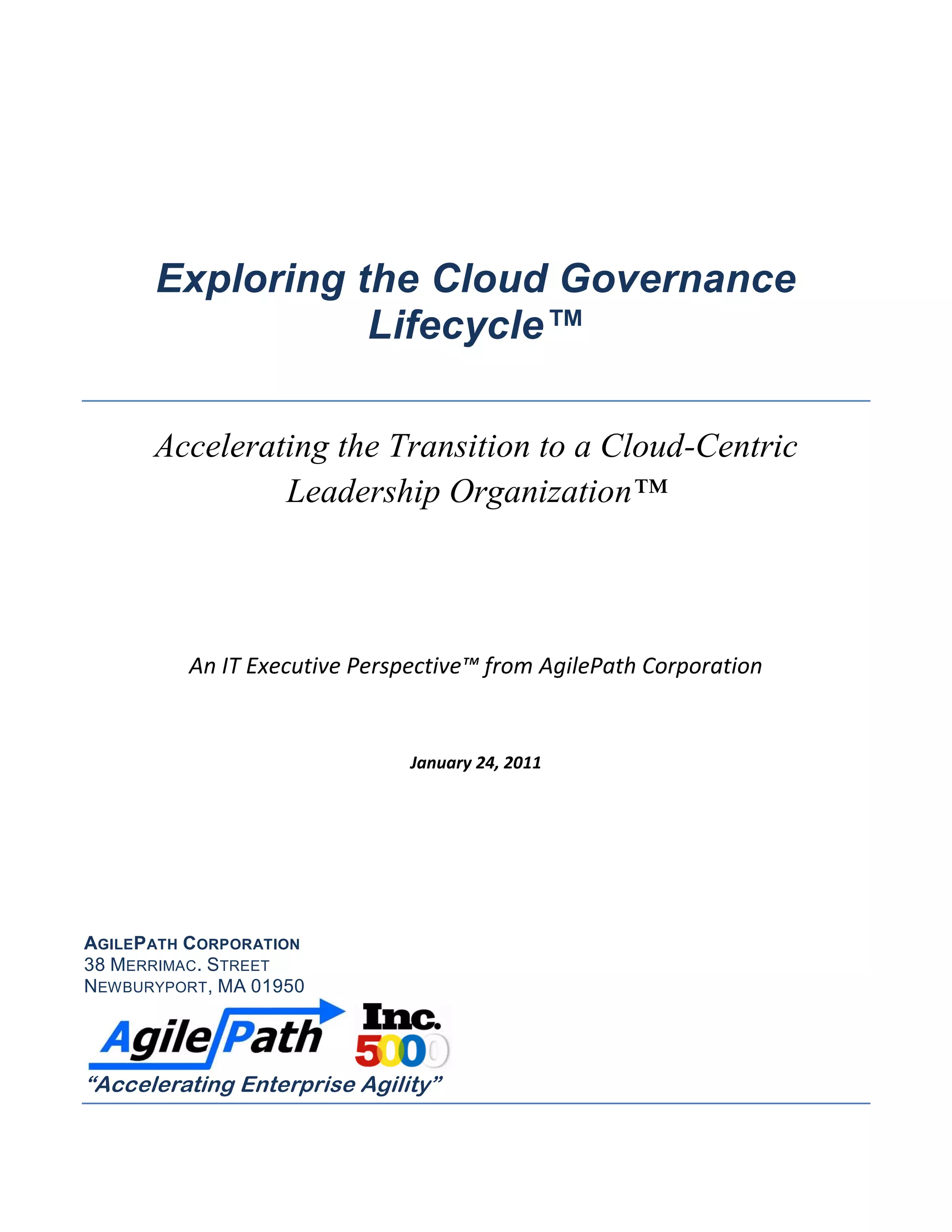 AgilePath WhitePaper Cloud Gov Lifecycle | PDF