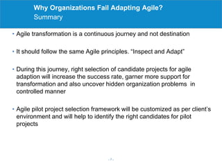 Agile pilot project selection | PPTX