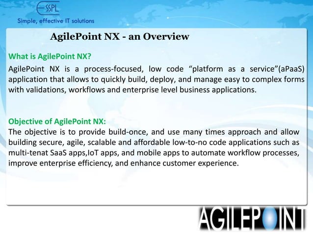 Agile point brief introduction | PPTX | Computer Software and Applications | Computing