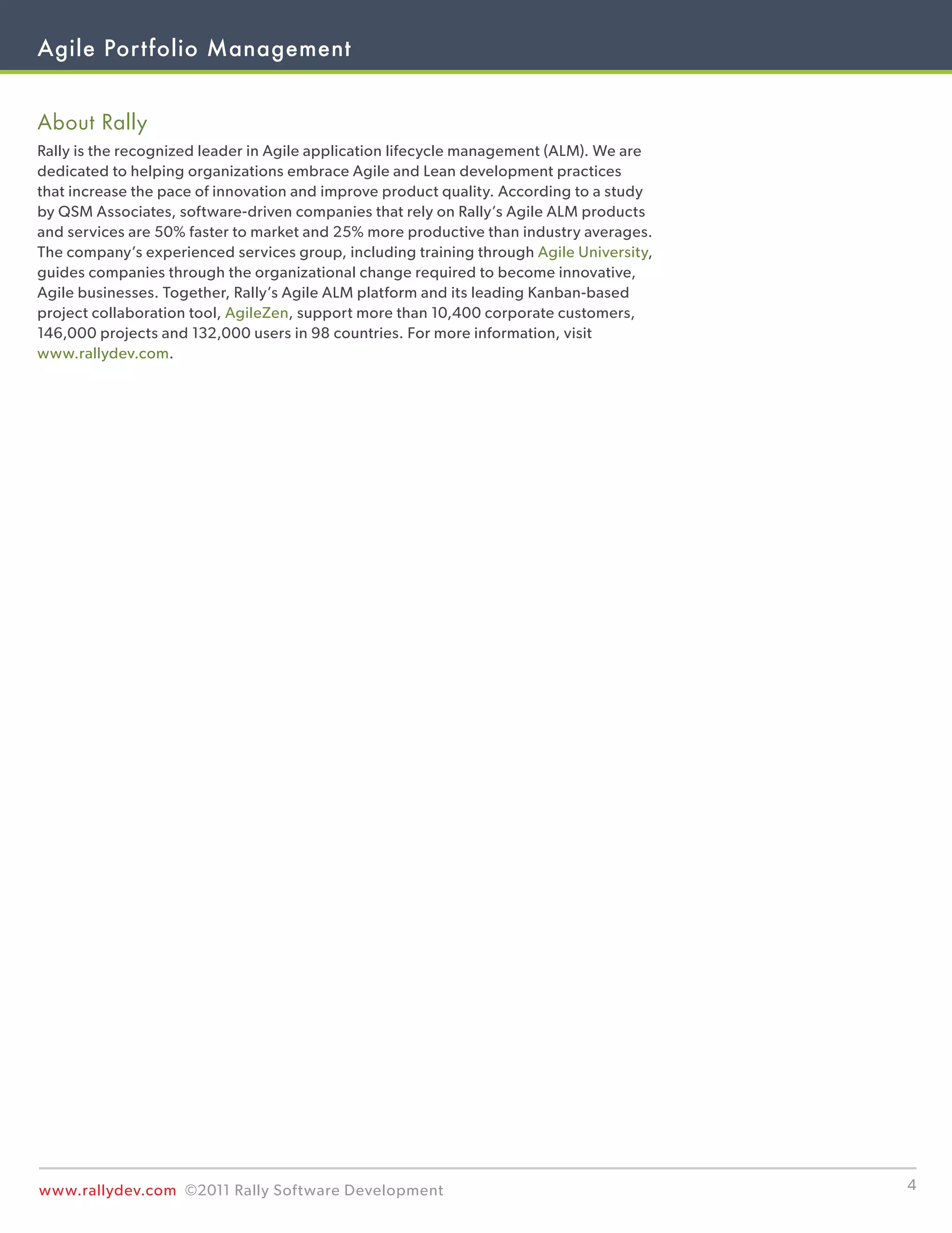 Agile Portfolio Management Datasheet | PDF