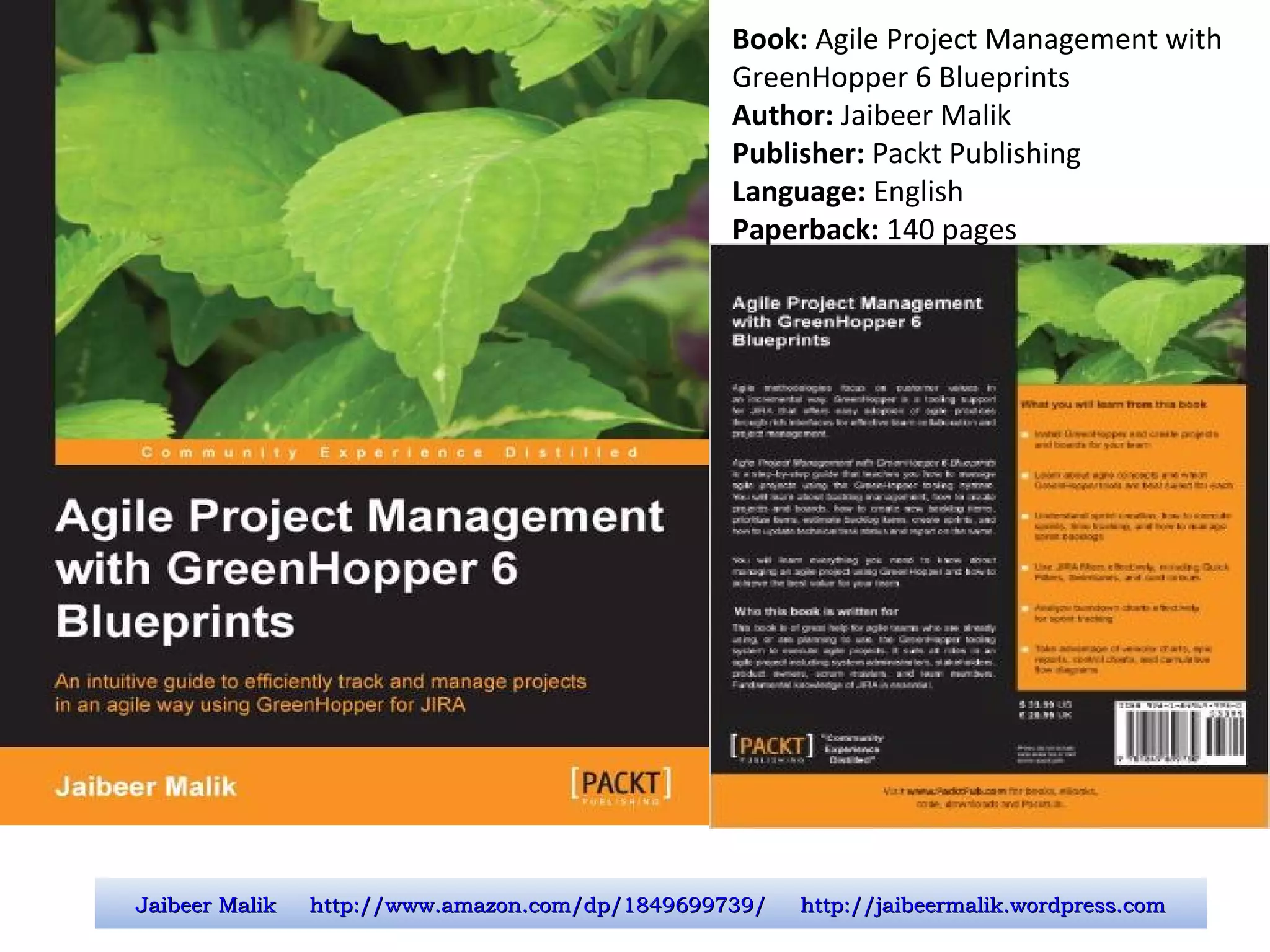 Agile project management with green hopper 6 blueprints | PPT