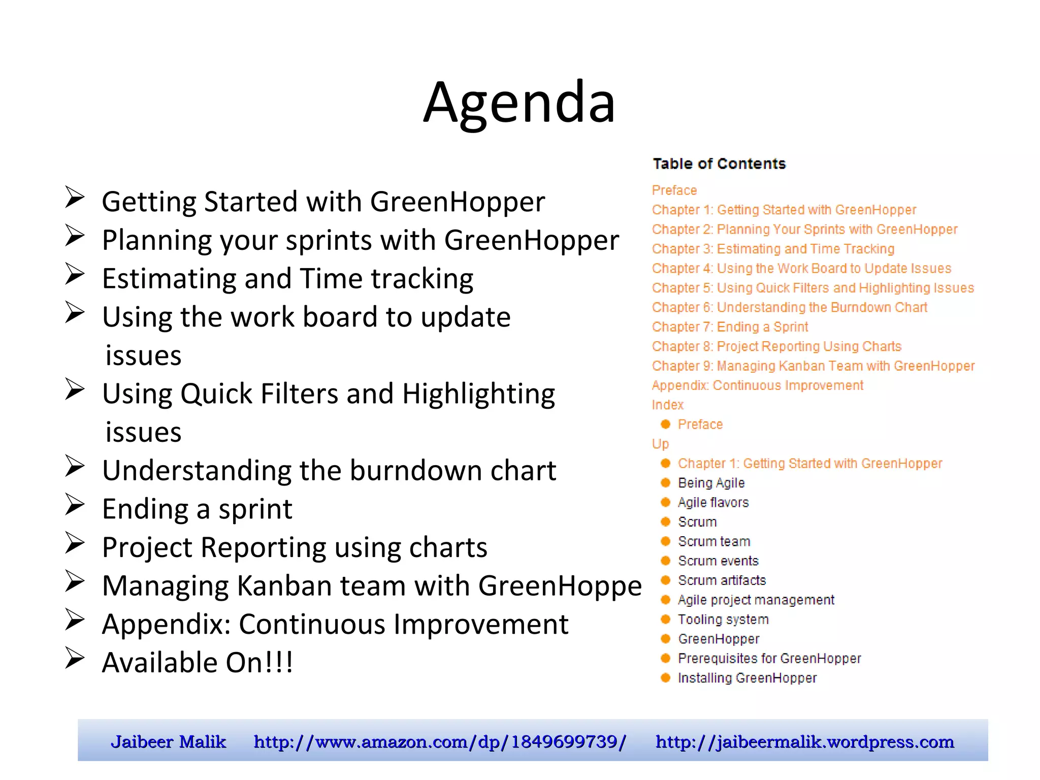 Agile project management with green hopper 6 blueprints | PPT