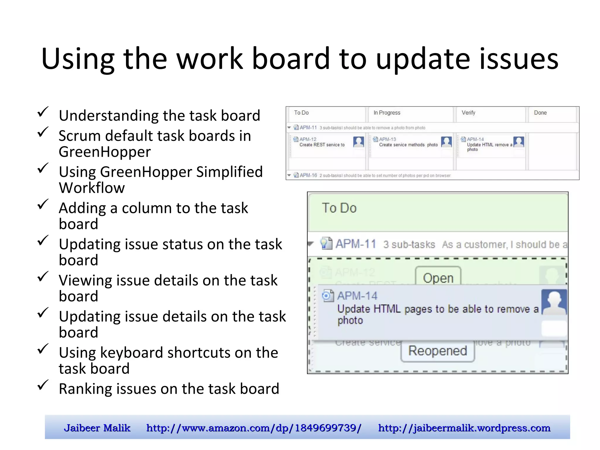 Agile project management with green hopper 6 blueprints | PPT