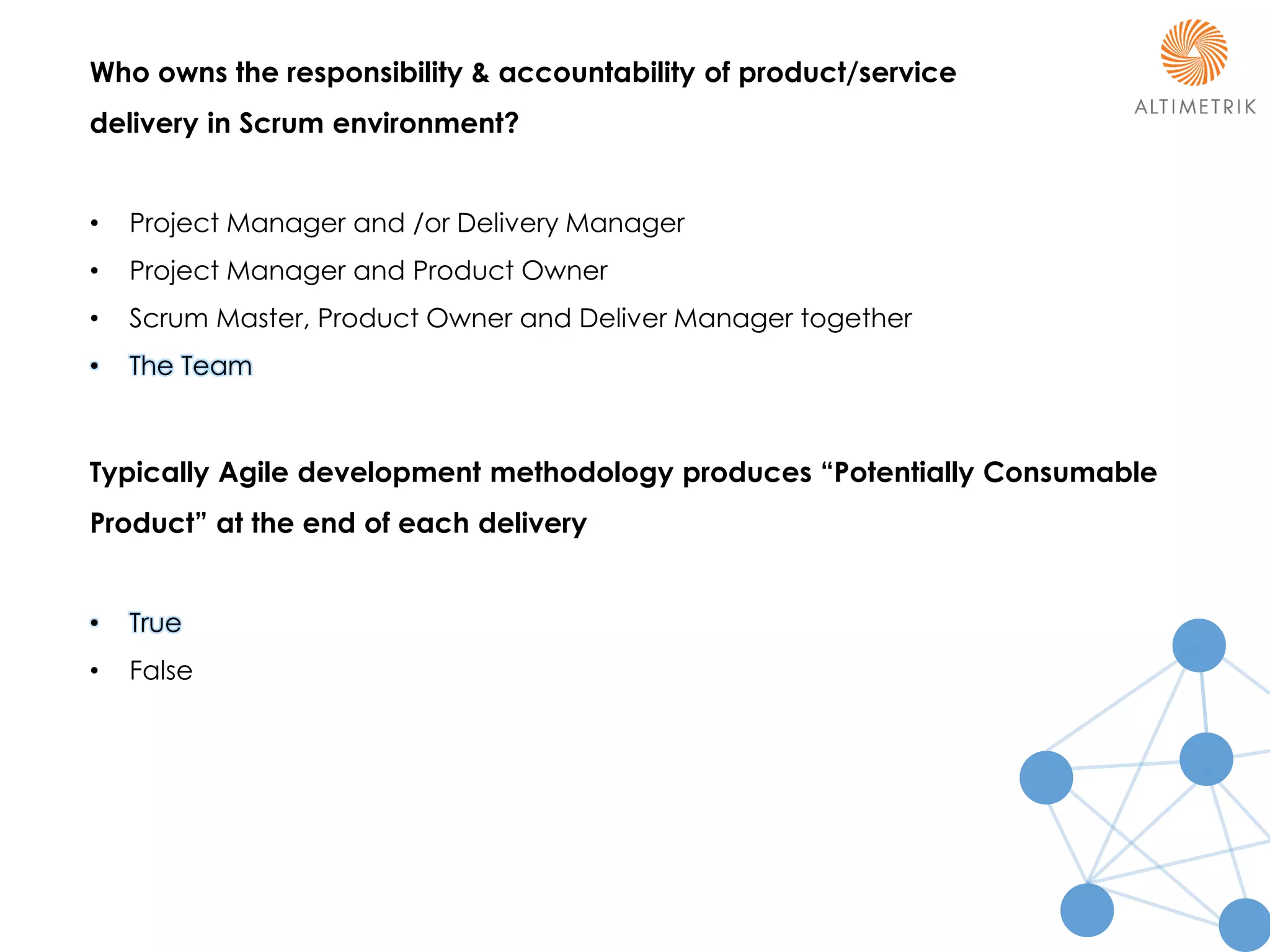 Agile quiz answers | PDF