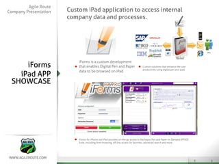 Agile Route Company Presentation | PDF | Computing | Technology & Computing